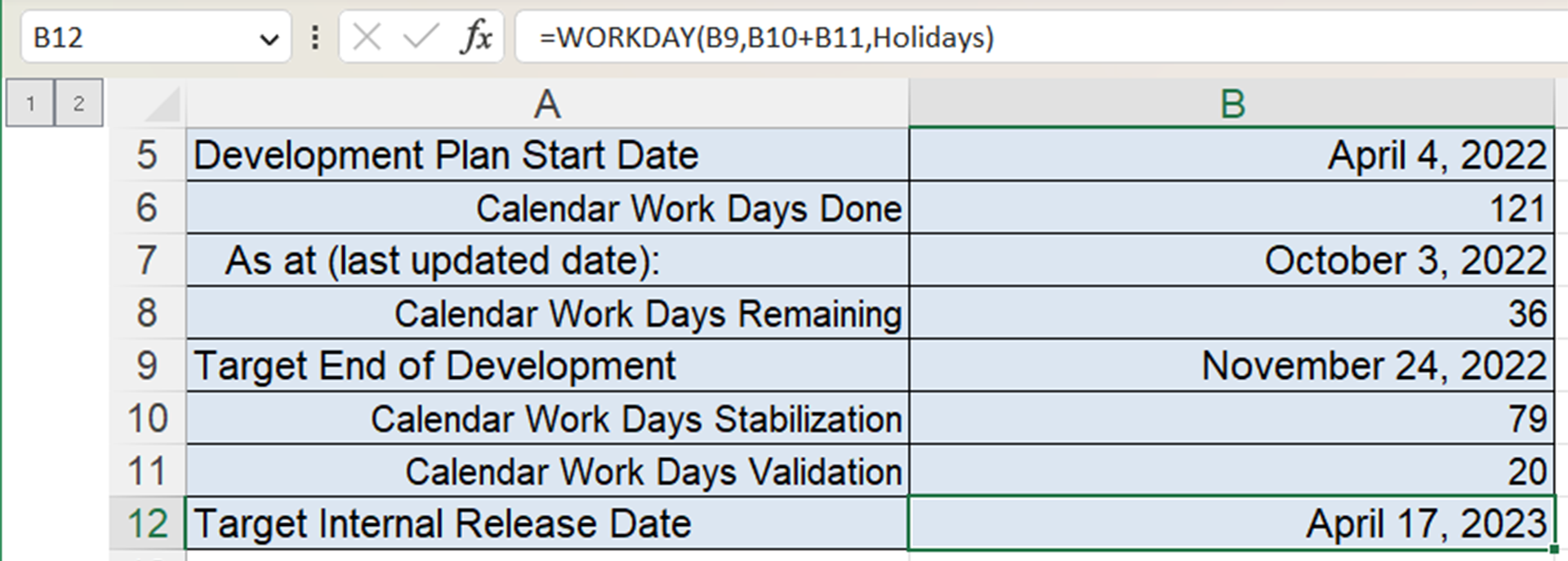 Horizon Planning Spreadsheet